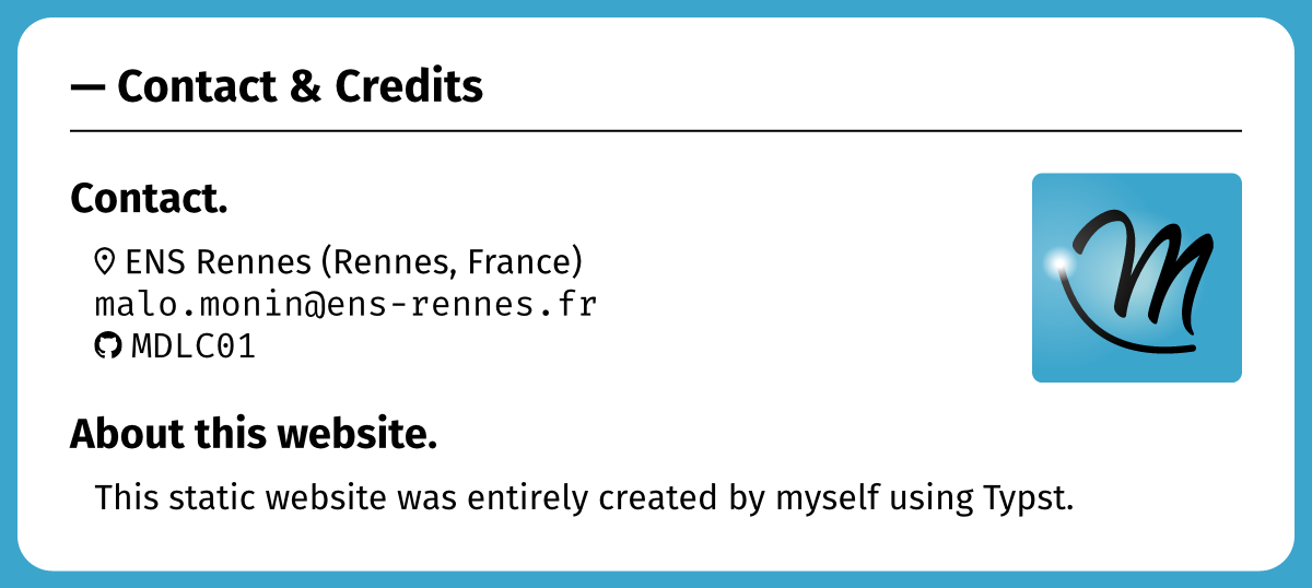 Contact & Credits — Malo MONIN